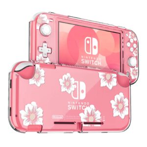 dlseego sakura white flower floral clear switch lite protective case 2-piece split full wrap pc hard shell anti-scratch all-round protection cover for switch 2019 model