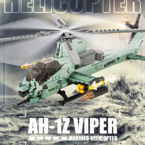 dOvOb Military AH-1Z Viper Helicopter Building Blocks Set, Army Plane Toys as Gift for Kids or Adult (597 Pieces)