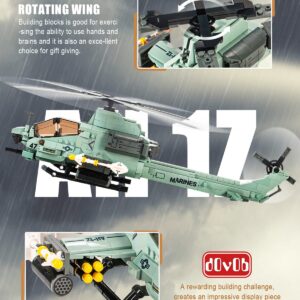 dOvOb Military AH-1Z Viper Helicopter Building Blocks Set, Army Plane Toys as Gift for Kids or Adult (597 Pieces)