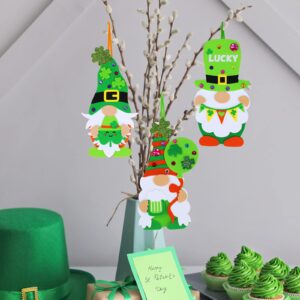 Winlyn 24 Sets St. Patrick's Day Decorations Gnome Shamrock Ornaments DIY St. Pat's Craft Kits Assorted Lucky Four-Leaf Clover Irish Shamrock Foam Stickers for Kids Classroom Home Activity Art Project