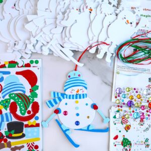 Winlyn 24 Sets Christmas Craft Kits Winter Crafts DIY Christmas Snowman Ornaments Decorations Art Sets Snowman Christmas Foam Stickers Arts and Crafts for Kids Holiday Art Project Classroom Activities