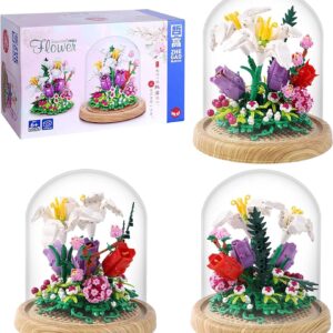 RSDHFLY Creative Bonsai Flower Bouquet Building Kit,Flower Botanical Collection Construction Building Toy,Building Blocks Set for Adults and Kids (Lily Bonsai Flower)