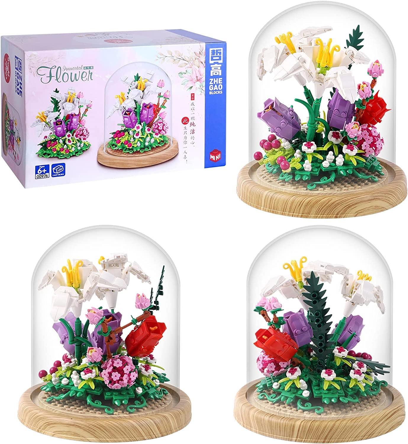 RSDHFLY Creative Bonsai Flower Bouquet Building Kit,Flower Botanical Collection Construction Building Toy,Building Blocks Set for Adults and Kids (Lily Bonsai Flower)