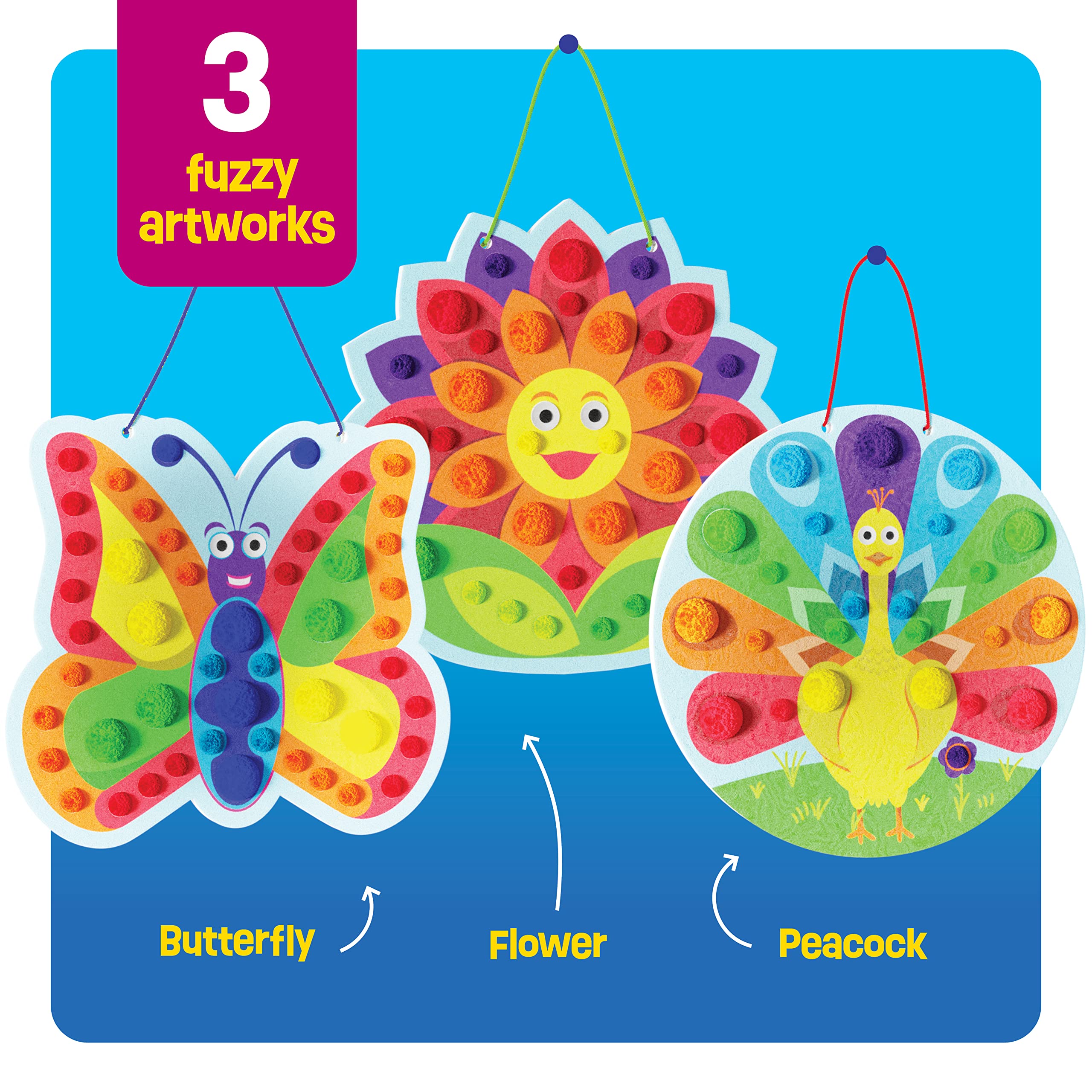 Pom Pom Arts & Crafts Kit for Toddlers - Toddler Art Activity Easter Craft for Little Boys & Girls Ages 3, 4, 5, 6 Years Old Kids Sensory Activities - Builds Fine Motor Skills & Hand-Eye Coordination