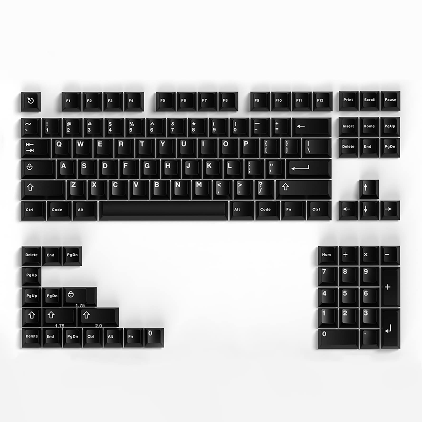 Gliging Doubleshot Keycaps 60 Percent, Minimalist Style Black 125 Keys Keycaps Set, Cherry Profile Custom Keycap for 60/61/65/75/87% Cherry MX Mechanical Gaming Keyboard