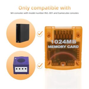 Tolesum Memory Card 1024MB(16344 Blocks) 8 Data Areas for Gamecube and Wii Console, Orange 1024MB