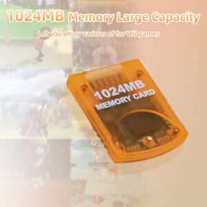 Tolesum Memory Card 1024MB(16344 Blocks) 8 Data Areas for Gamecube and Wii Console, Orange 1024MB