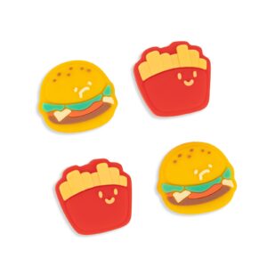 geekshare cute silicone joycon thumb grip caps, joystick cover compatible with nintendo switch/oled/switch lite,4pcs - chips burger