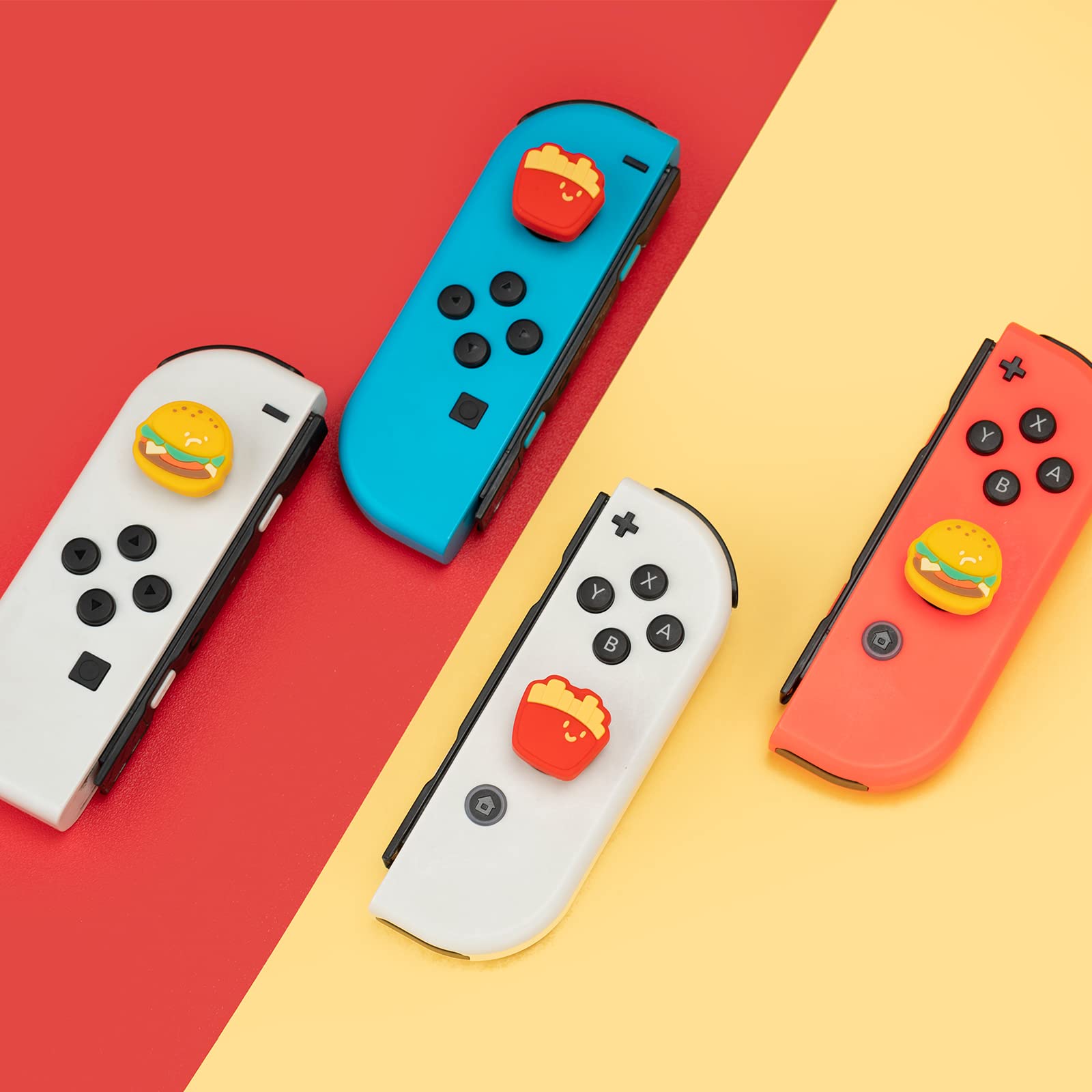 GeekShare Cute Silicone Joycon Thumb Grip Caps, Joystick Cover Compatible with Nintendo Switch/OLED/Switch Lite,4PCS - Chips Burger