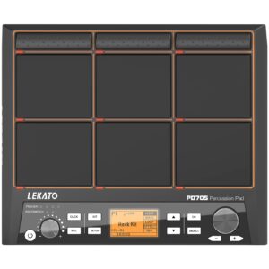 LEKATO Percussion Sample Pad, Electric Drum Pad with 9 Velocity-Sensitive Drum Pad, 592+ Sounds, Electronic Drum Set Pad Multipad with MIDI out, USB MIDI, AUX, Looper, Metronome, Trigger inputs