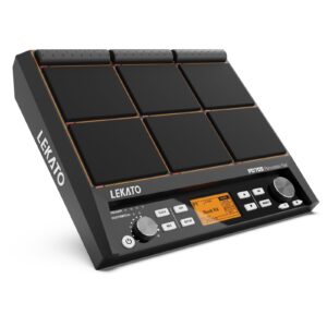 lekato percussion sample pad, electric drum pad with 9 velocity-sensitive drum pad, 592+ sounds, electronic drum set pad multipad with midi out, usb midi, aux, looper, metronome, trigger inputs