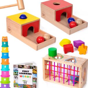 Pidoko Kids Montessori Toys for 1 Year Old - Wooden Object Permanence Box - Shape Sorter Toys for Toddlers 1-3 | Sensory, Learning & Developmental Baby Toys 12-18 Months - 1st Birthday Gifts Boy Girl