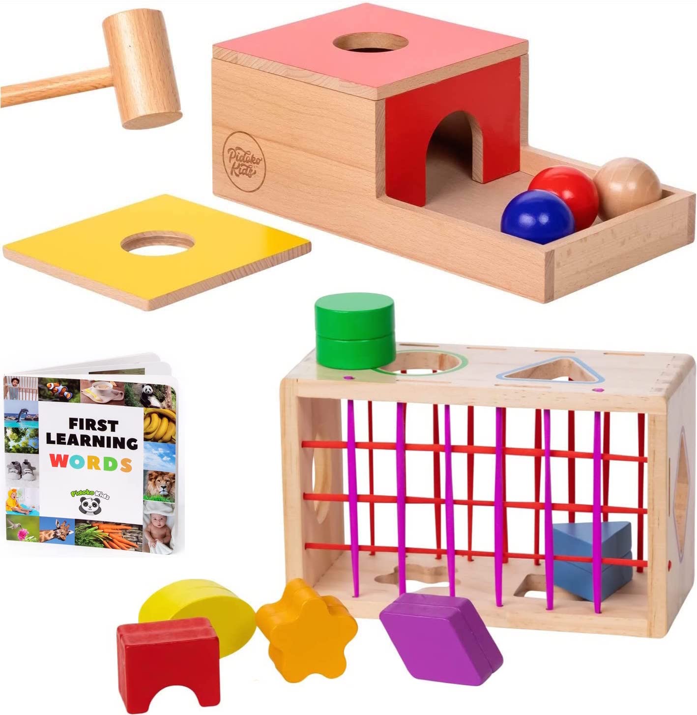 Pidoko Kids Montessori Toys for 1 Year Old - Wooden Object Permanence Box - Shape Sorter Toys for Toddlers 1-3 | Sensory, Learning & Developmental Baby Toys 12-18 Months - 1st Birthday Gifts Boy Girl