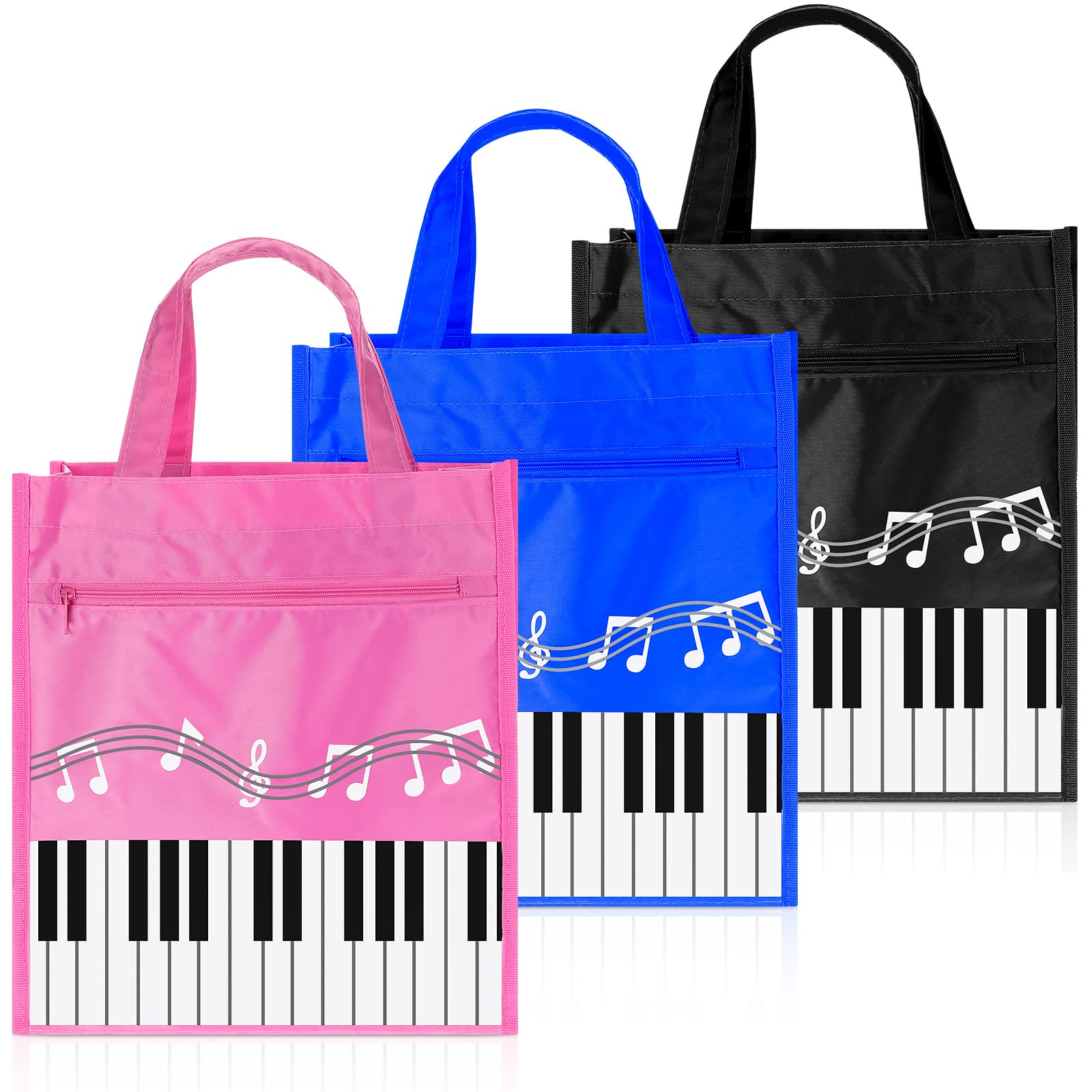 Cunno 3 Pcs Piano Keys Handbag Small Piano Music Bag Reusable Tote Bag Shoulder Shopping Bag Book Bag Tote for Piano Music Teacher Gifts