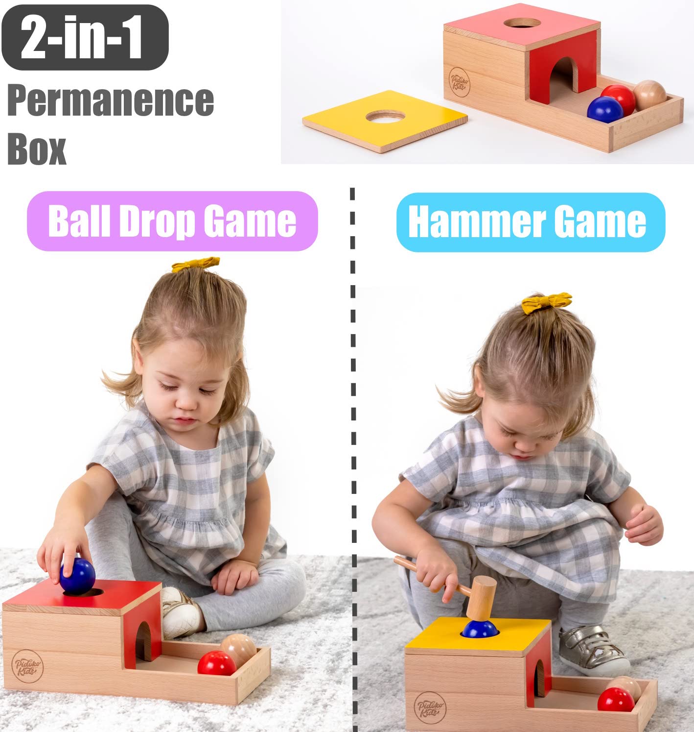 Pidoko Kids Montessori Toys for 1 Year Old - Wooden Object Permanence Box - Shape Sorter Toys for Toddlers 1-3 | Sensory, Learning & Developmental Baby Toys 12-18 Months - 1st Birthday Gifts Boy Girl