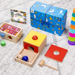 Pidoko Kids Montessori Toys for 1 Year Old - Wooden Object Permanence Box - Shape Sorter Toys for Toddlers 1-3 | Sensory, Learning & Developmental Baby Toys 12-18 Months - 1st Birthday Gifts Boy Girl