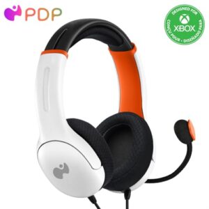 pdp gaming airlite xbox headset with microphone, series x|s/xbox one/windows pc, lightweight stereo headphones, wired power, noise-cancelling mic- atomic white (only at amazon)