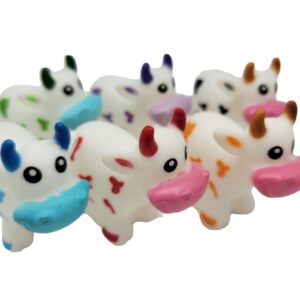 Colorful Rubber Water Squirting Cows (2.5") Squeeze and Squirt Water. Bathtub, Pool Toy for Kids. Safe and Non Toxic. Durable Party Favor. (12)