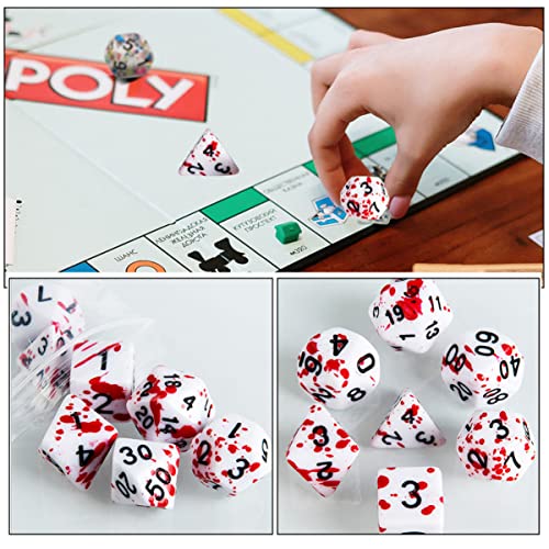 HANABASS Red Table Runner 2sets- Splatter Games Vampire Dragons Die RPG Club Board Theme Game Role for Dices Irregular Multi- Sided of Dice Favor Polyhedral Halloween and Supplies Red Cube RPG Dice