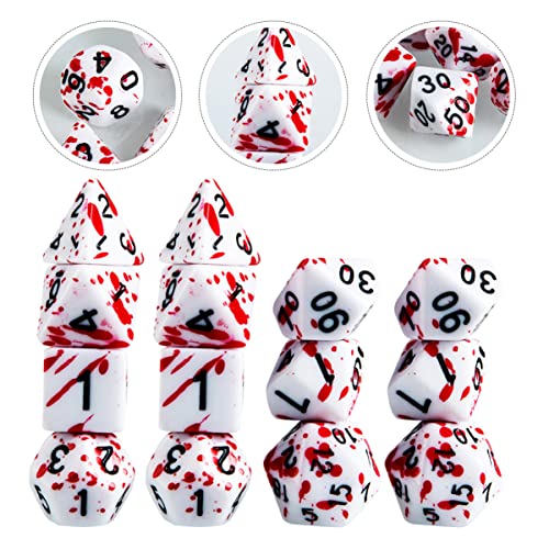 HANABASS Red Table Runner 2sets- Splatter Games Vampire Dragons Die RPG Club Board Theme Game Role for Dices Irregular Multi- Sided of Dice Favor Polyhedral Halloween and Supplies Red Cube RPG Dice