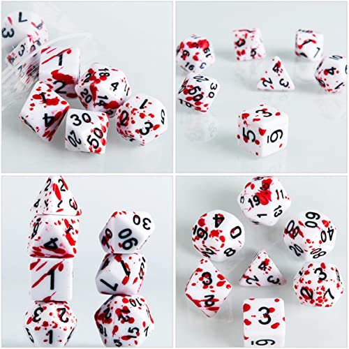 HANABASS Red Table Runner 2sets- Splatter Games Vampire Dragons Die RPG Club Board Theme Game Role for Dices Irregular Multi- Sided of Dice Favor Polyhedral Halloween and Supplies Red Cube RPG Dice