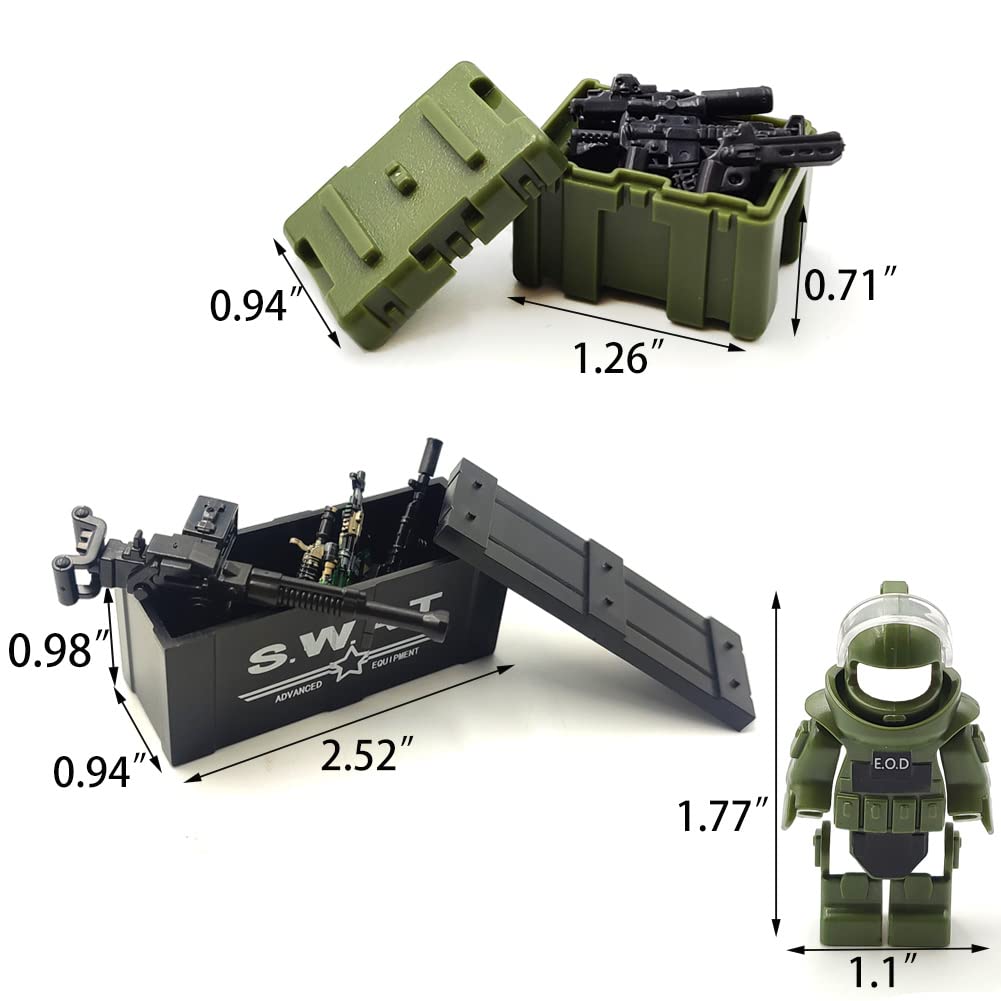 ZHX Weapon Pack Military Accessories Building Block Toys Include NVD Helmet Body Armor E.O.D Suit Camouflage Gun for Army Equipment Gear Sets Compatible with Mini Figure of Major Brand