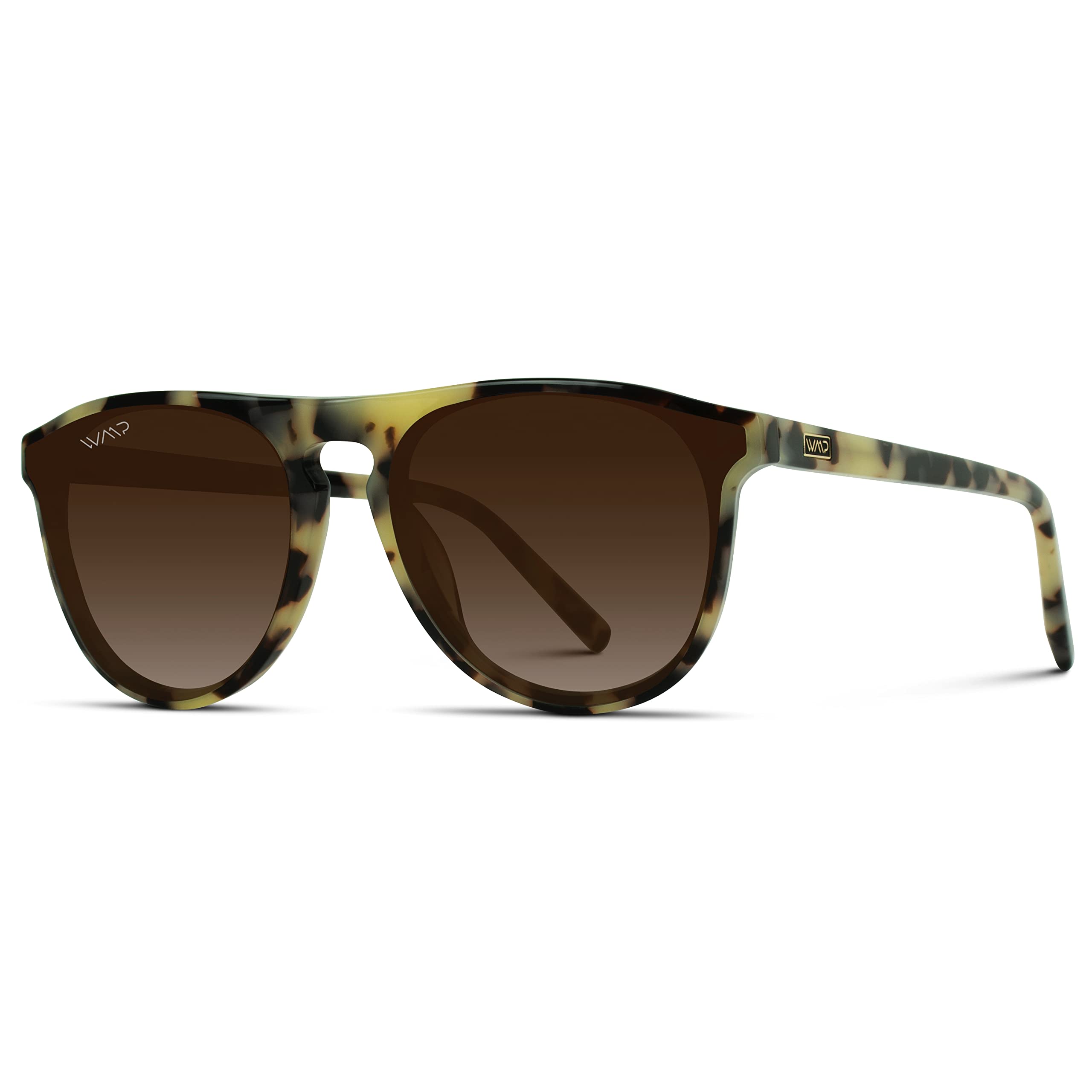 WMP Eyewear - Modern One Bridge Large Round Sunglasses (Beige Tortoise Frame/Gradient Brown Lens)