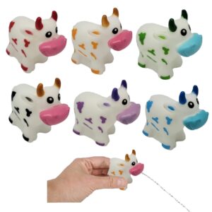 Colorful Rubber Water Squirting Cows (2.5") Squeeze and Squirt Water. Bathtub, Pool Toy for Kids. Safe and Non Toxic. Durable Party Favor. (12)