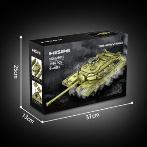 MISINI Panlos 628010 T28 Heavy Tank Building Kit, WWII Military Tank Building Blocks Set, 2986 Piece Large MOC Tank Model Kit for Adults, Construction Toy Gifts for Military Fans