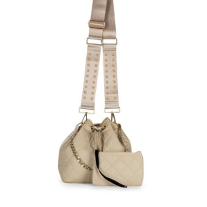 Haute Shore - Lindsey Buff Puffer Bucket Bag Beige Camo W/Orange & Peach Stripe