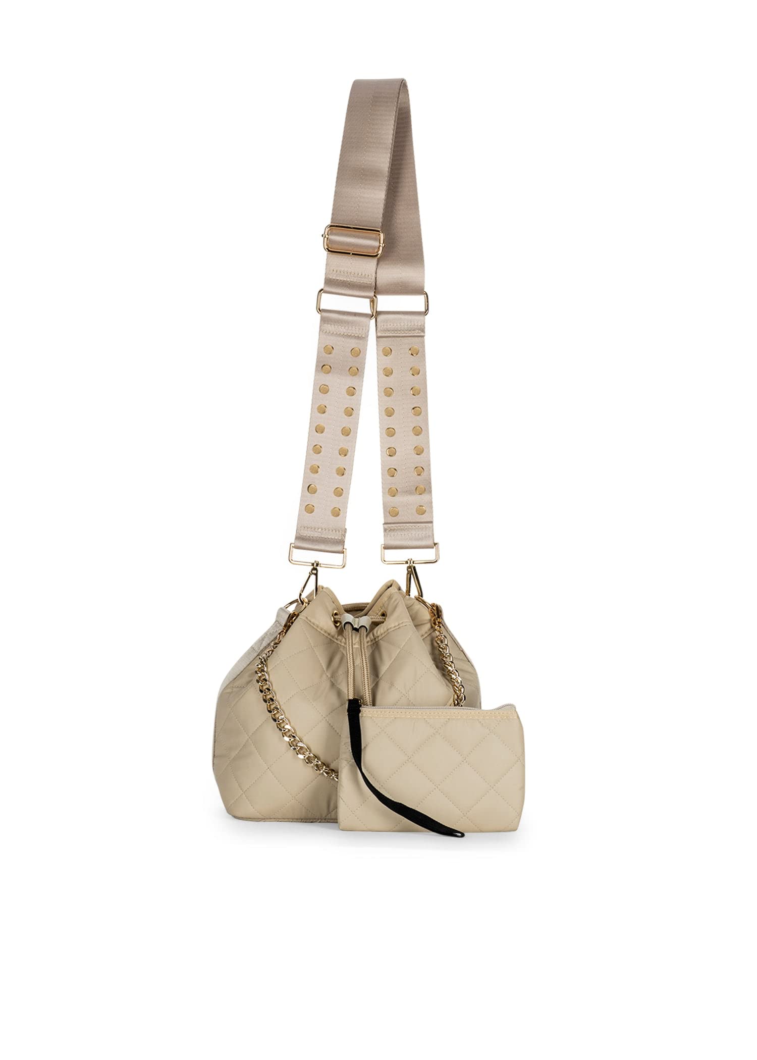 Haute Shore - Lindsey Buff Puffer Bucket Bag Beige Camo W/Orange & Peach Stripe