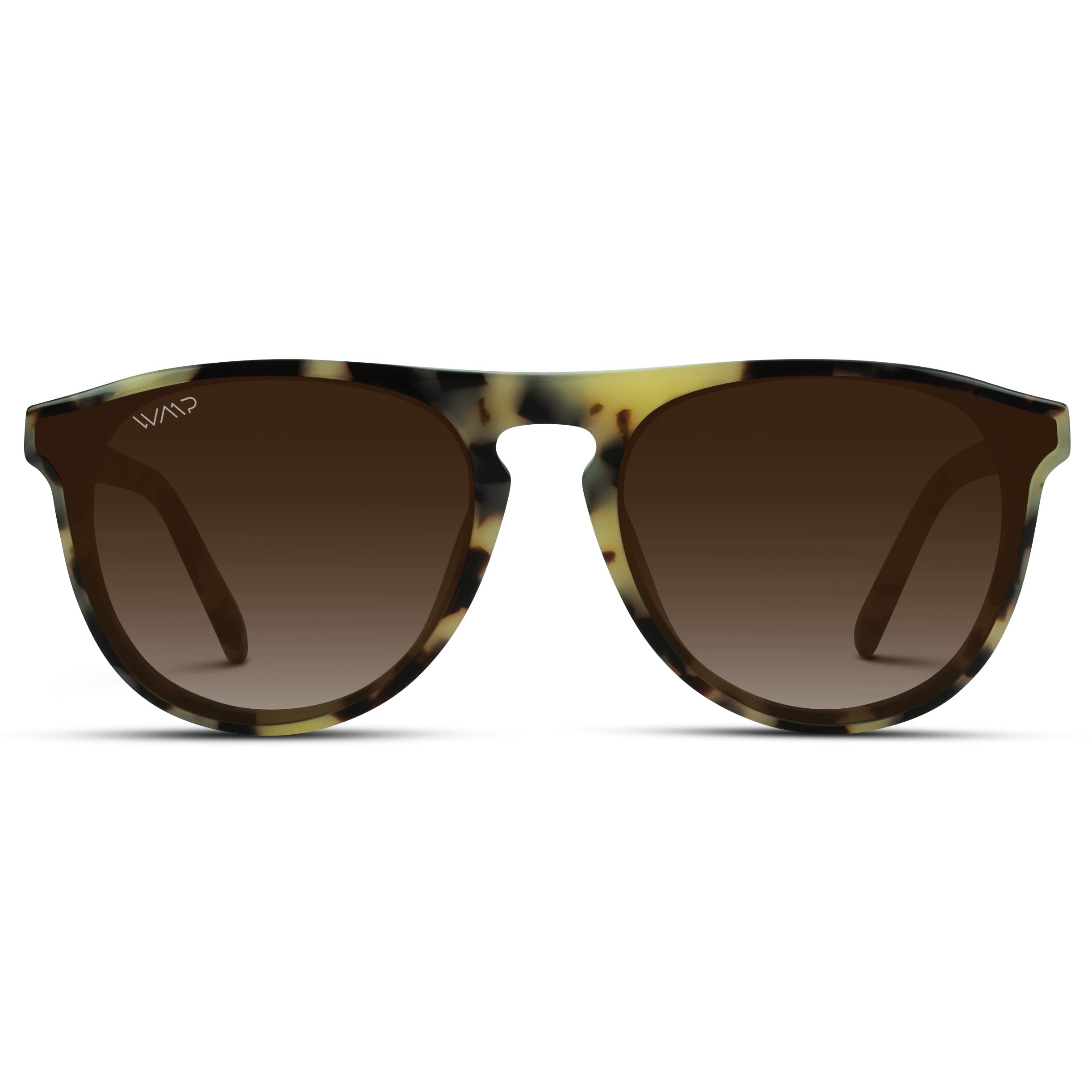 WMP Eyewear - Modern One Bridge Large Round Sunglasses (Beige Tortoise Frame/Gradient Brown Lens)