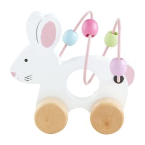 mud pie bunny abacus toy, pink, 5" x 5"