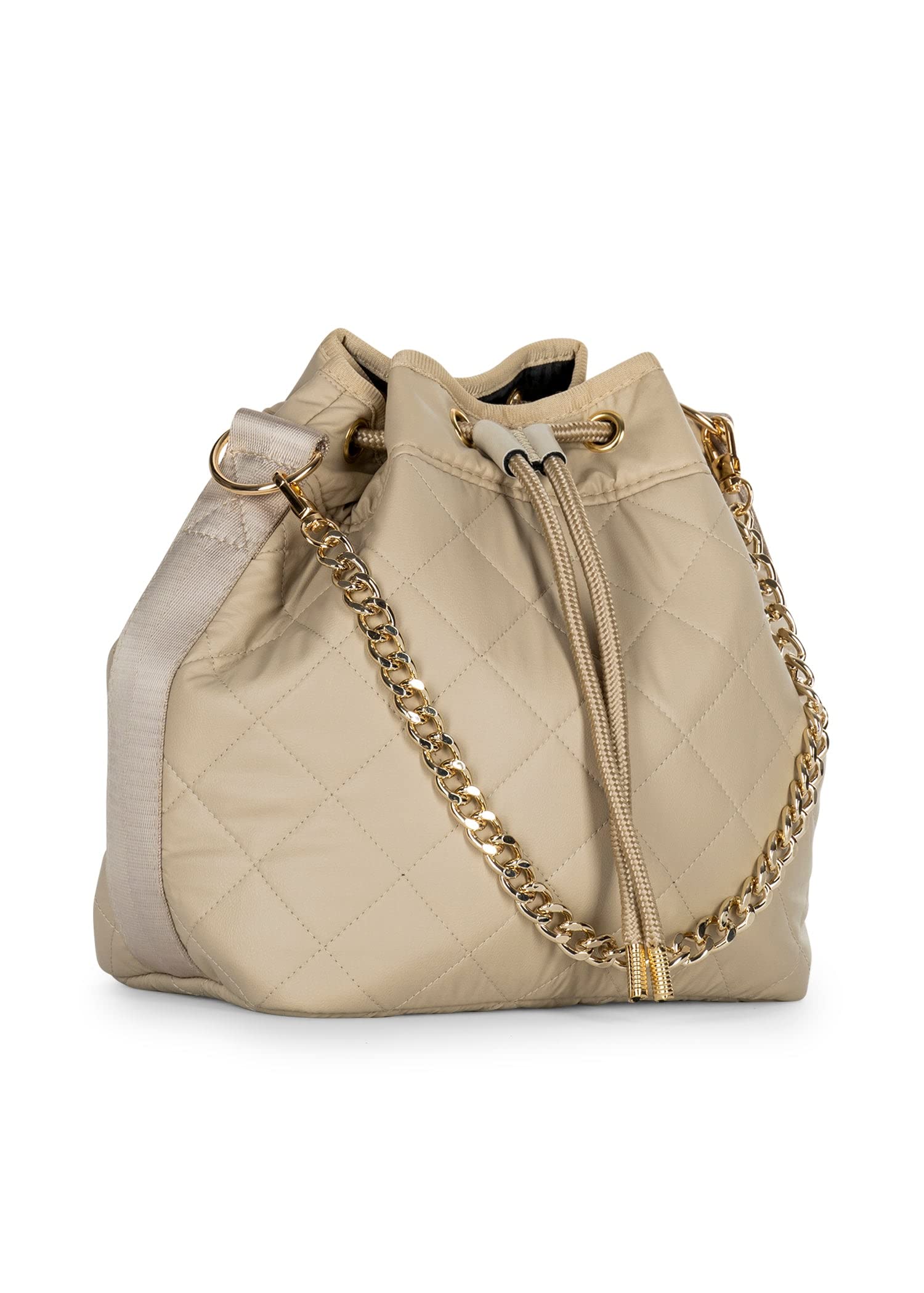 Haute Shore - Lindsey Buff Puffer Bucket Bag Beige Camo W/Orange & Peach Stripe