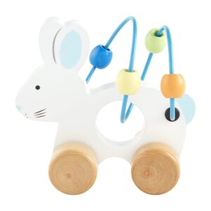 mud pie bunny abacus toy, blue, 5" x 5"