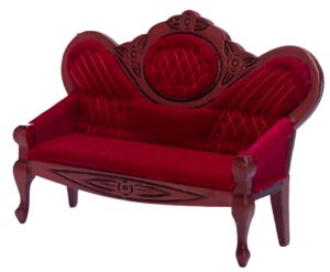 dollhouse furniture miniature dollhouse accessories 1 12 scale vintage red wooden sofa mini victorian bench chair for dollhouse living room craft decoration party kit