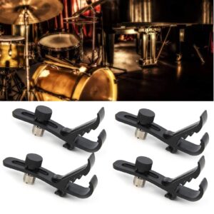 Shockproof Drum Mic Clip 4Pcs, Adjustable Drum Mic Kit & Microphone Holder for Mic Stand, Universal Microphone Clamp, Premium Drum Microphone Kit & Mic Holder for Drum Stand