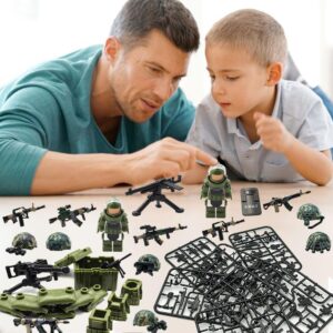 ZHX Weapon Pack Military Accessories Building Block Toys Include NVD Helmet Body Armor E.O.D Suit Camouflage Gun for Army Equipment Gear Sets Compatible with Mini Figure of Major Brand