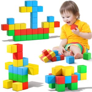 feoxialy magnetic blocks,1.42 inch large magnetic building block for toddlers 3 4 5 6 7 8 year old boys girls color magnetic cubes learning toys for kids 1-3 sensory toys age 4-8 gift