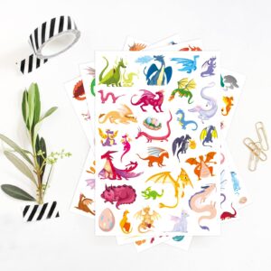 Dragon Stickers 530 Counts Cute Cartoon Dragon Adhesive Sticker for Water Bottles Art Toys Crafts Kids Boys Toddlers Invitations Envelopes Party Gifts Bags Decor