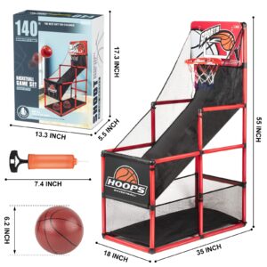 Hayuyuxo Kids Arcade Basketball Game Set with 5 Inflatable Balls,Indoor Outdoor Sports Toys,Basketball Hoop for Kids,Children's Basketball Stand,Easy Set Up Ideal for Games and Competition