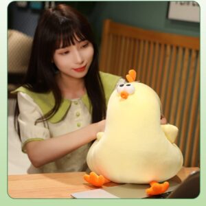 Maomoto Funny Fat Chicken Plush Pillow 17.7", Super Soft Simulation Mother Hen Doll, Cute Plush Chicken Pillow, Chicken Plush Neck Pillow,Yellow Chicken Stuffed Animal for Boys Girls Festival Gifts