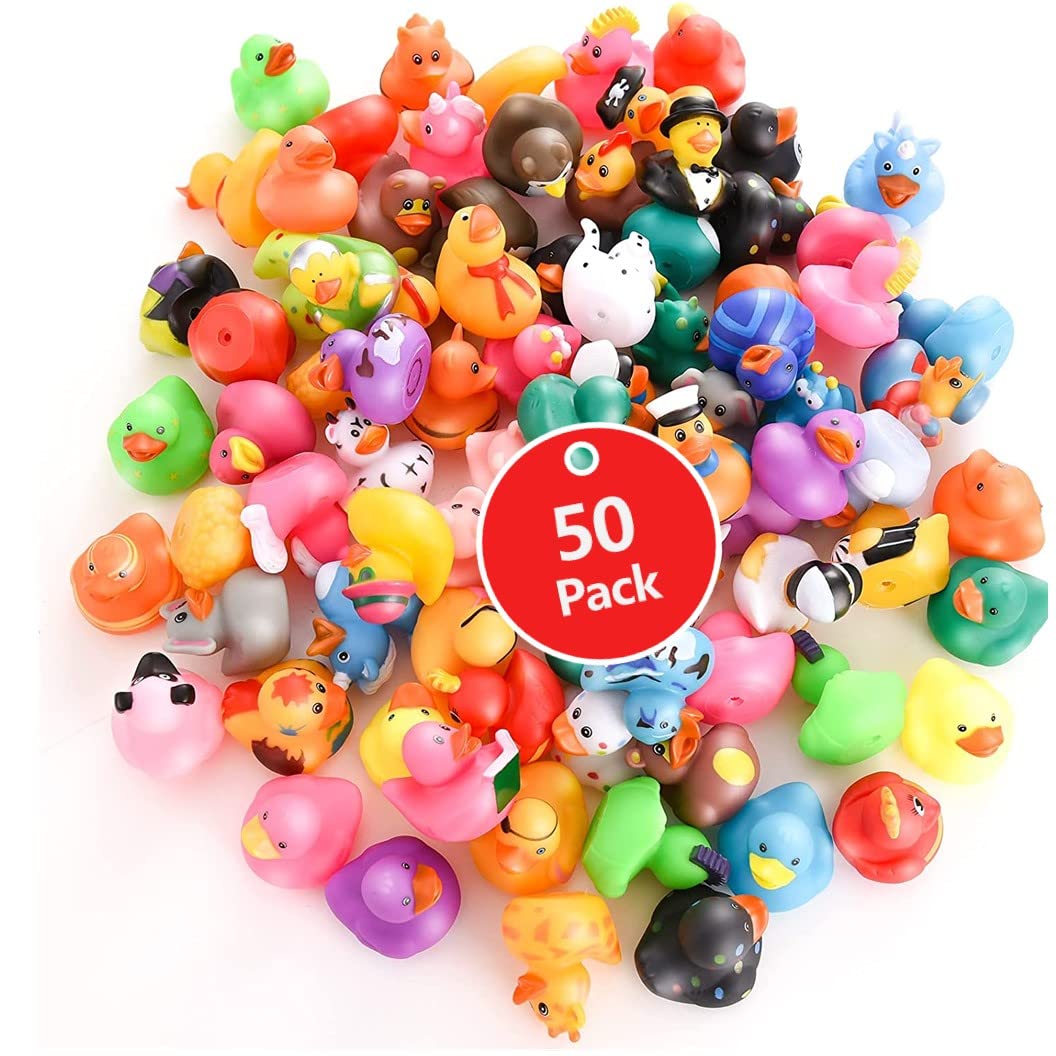 Rubber Ducks for Jeep Ducking 50 PCS Assorted Rubber Ducks for Duckies Games, Jeeps Ducking / Cruise Ships and Bath / Pool Play - Small 2 Inch Rubber Duck