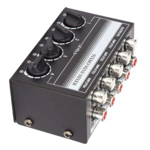 zyyini stereo mini mixer, 4 channel portable audio mixer,passive professional stereo mini mixer for mixing instruments, cd players, tape players, computers, mobile phones recording studio