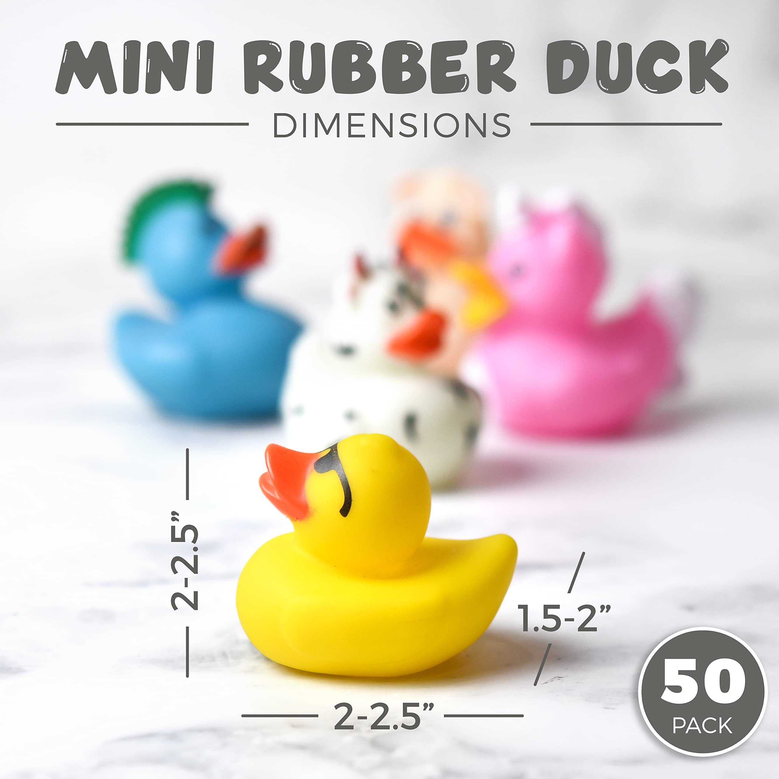 Rubber Ducks for Jeep Ducking 50 PCS Assorted Rubber Ducks for Duckies Games, Jeeps Ducking / Cruise Ships and Bath / Pool Play - Small 2 Inch Rubber Duck