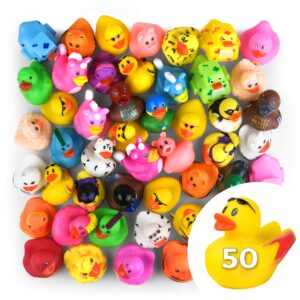 Rubber Ducks for Jeep Ducking 50 PCS Assorted Rubber Ducks for Duckies Games, Jeeps Ducking / Cruise Ships and Bath / Pool Play - Small 2 Inch Rubber Duck