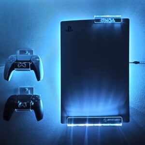 WALL MOUNT FOR PS5 PLAYSTATION 5 WITH MULTICOLOR LED LIGHTING KIT + 2 CONTROL MOUNT (PS5 Digital Edition)