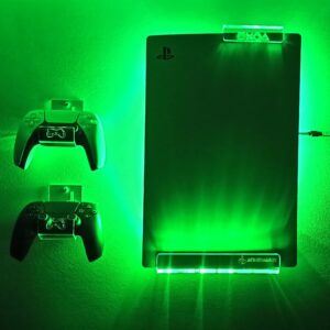 WALL MOUNT FOR PS5 PLAYSTATION 5 WITH MULTICOLOR LED LIGHTING KIT + 2 CONTROL MOUNT (PS5 Digital Edition)