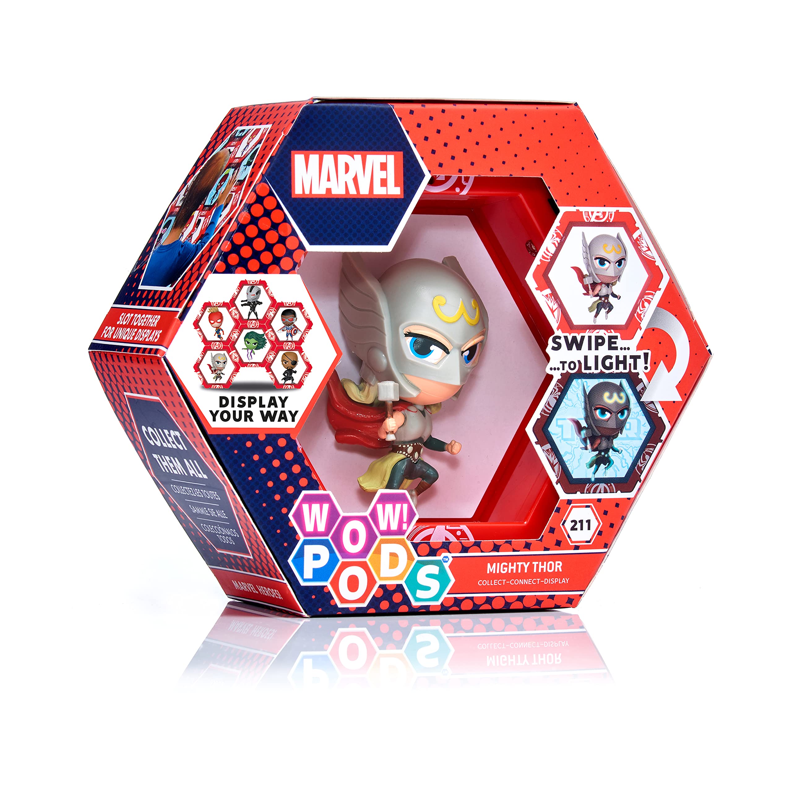 WOW! STUFF PODS Marvel Avengers Collection - The Mighty Thor | Superhero Toys Light-Up Bobble-Head Figure | Official Marvel Collectable Toys & Gifts | Number 211 in Series, Multicolor, 4 inches