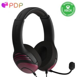 pdp gaming airlite xbox headset with mic, licensed microsoft xbox accessories - series x|s, xbox one, pc/windows 10/11, lightweight, stereo headphones, wired power, noise-cancelling mic - ruby swirl